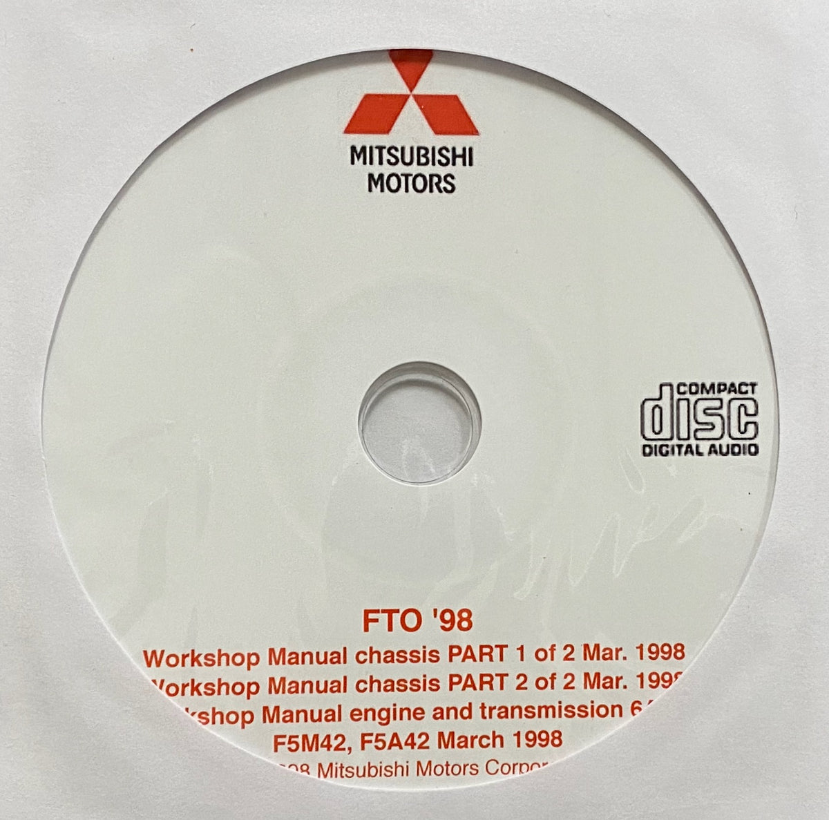 1998 Mitsubishi FTO Workshop Manual – Schiff European